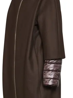 Herno Dark Chocolate Ecowool And Ultralight Nylon Coat