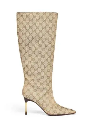 Gucci Beige Gg Canvas Bombshell Boots - Multicolor