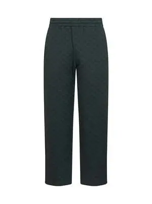Gucci Green Gg Monogram Straight-leg Trousers - Multicolor