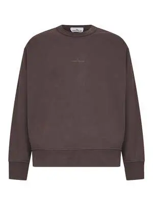 Stone Island Dark Burgundy Brushed Organic Cotton Printed Sweatshirt - Multicolor