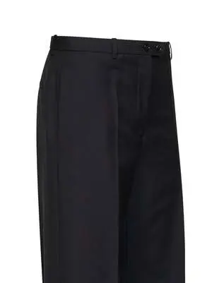 JIL SANDER Black Wool-mohair Canvas Wide-leg Trousers