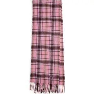 Acne Studios Canada Check Recycled Cashmere Blend Fringe Scarf Pink/black