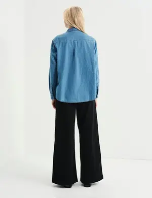 FINERY LONDON Francesca Denim Button Through Shirt - Light Wash