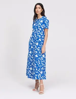 FINERY LONDON Bianca Tie Neck Midi Dress