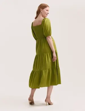 FINERY LONDON Melody Cotton Midi Tiered Dress