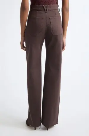 Veronica Beard Grant High Waist Wide Leg Jeans - Espresso