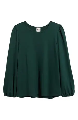 Anne Klein Long-sleeve Puff Shoulder T-shirt - Pine Forest