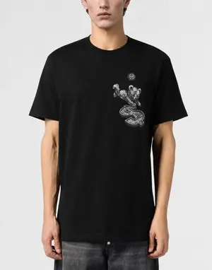 Philipp Plein Round Neck T-shirt Teddy Dollar Patch - Black