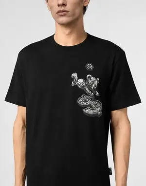 Philipp Plein Round Neck T-shirt Teddy Dollar Patch - Black