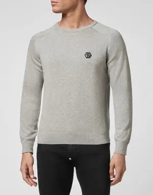 Philipp Plein Cotton Pullover Round Neck Ls - Grey