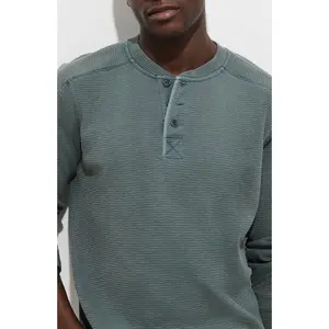 ALEX MILL Austin Thermal Cotton Henley Sage