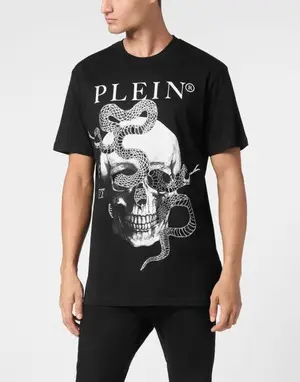 Philipp Plein T-shirt Round Neck Ss Stones Snake - Black