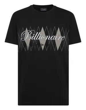 BILLIONAIRE Embroidered T-shirt Round Neck Ss - Black