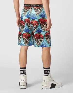Philipp Plein Silk Shorts Love Tattoo