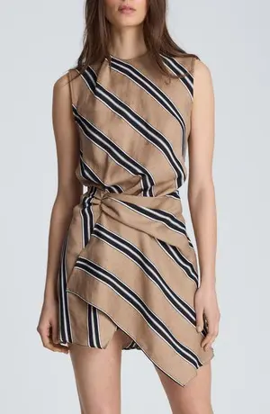 KENNETH COLE COLLECTION Stripe Asymmetric Hem Minidress