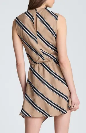 KENNETH COLE COLLECTION Stripe Asymmetric Hem Minidress