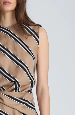 KENNETH COLE COLLECTION Stripe Asymmetric Hem Minidress
