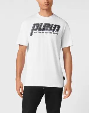Philipp Plein Jersey T-shirt Round Neck Ss Racing Club - White