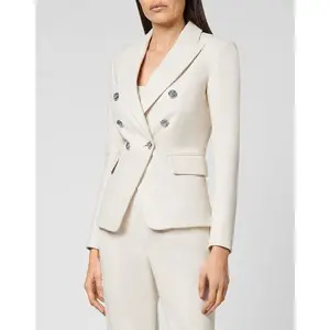 Philipp Plein Leather Blazer Iconic Plein - Cream
