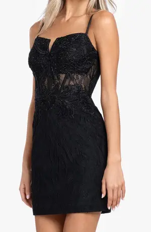 BLONDIE NITES Bead Detail Lace Appliqué Cocktail Minidress