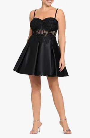 BLONDIE NITES Lace Bodice Party Dress - Black
