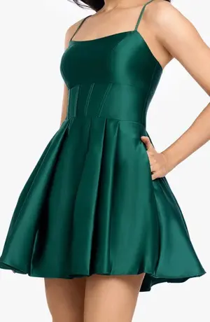 BLONDIE NITES Corset Back Satin Cocktail Minidress