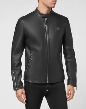 Philipp Plein Leather Biker - Black