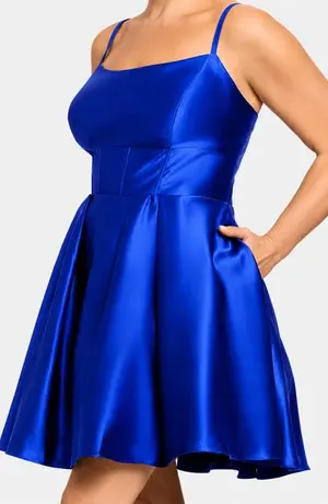 BLONDIE NITES Satin Party Dress - Royal