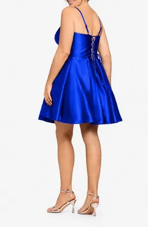BLONDIE NITES Satin Party Dress - Royal