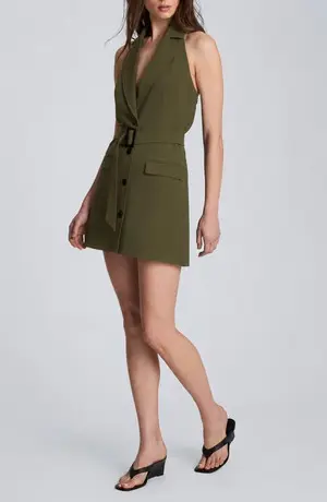KENNETH COLE COLLECTION Belted Halter Dress