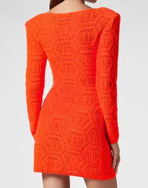Philipp Plein Fluo Knit Mini Dress Monogram