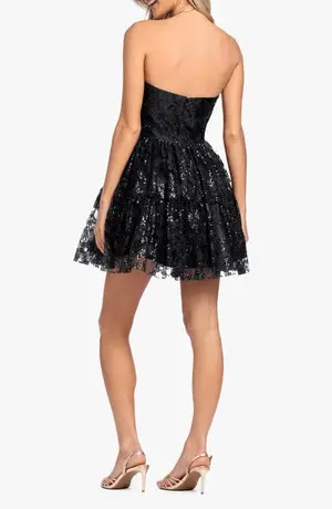 BLONDIE NITES Strapless Corset Ruffle Minidress