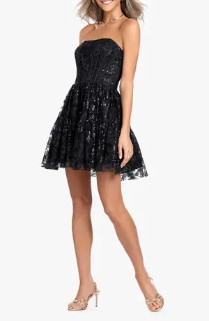 BLONDIE NITES Strapless Corset Ruffle Minidress