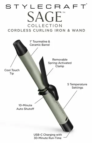 STYLECRAFT Cordless Curling Iron Wand