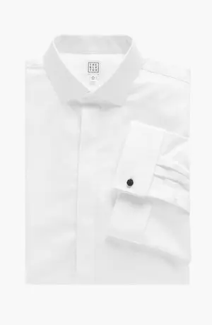 THE BLACK TUX Classic Cotton Fly Front Dress Shirt