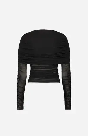 SAEMDI Moe Long Sleeve Mesh Cape Top