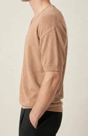 MODENAIRE Relaxed Short Sleeve V Neck Knit Sweater