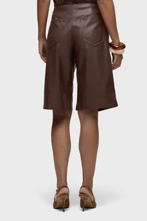 Hudson Jeans Vegan Leather Pleated Trouser Short