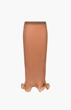 SAEMDI Ariel Frilled Hem Skirt - Camel