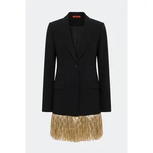SIMONMILLER Odette Crepe Fringe Blazer - Black