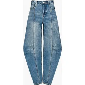 SAEMDI Noma Barrel Denim Jeans - Medium Blue