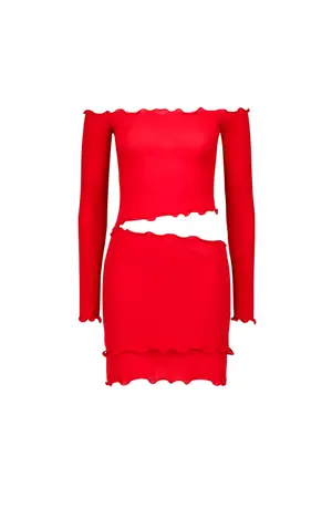 SAEMDI Curled Mini Dress - Red