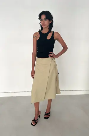 SAEMDI Emery Asymmetric Wrap Skirt