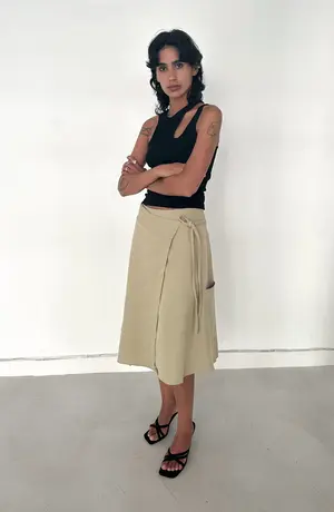 SAEMDI Emery Asymmetric Wrap Skirt