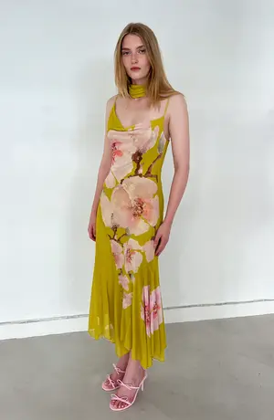 SAEMDI Elaria Floral Printed Mesh Dress