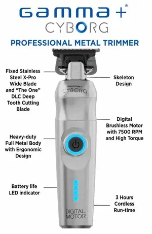 GAMMA + Cyborg Professional Cordless Hair Trimmer