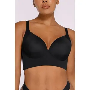 SHAPELLX Underwire Push-up Longline Back Smoothing T-shirt Bra - Black