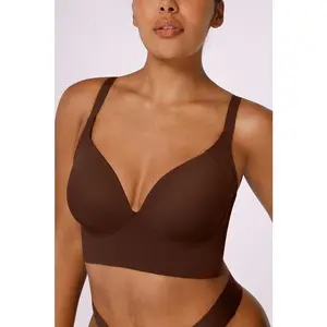 SHAPELLX Underwire Push-up Longline Back Smoothing T-shirt Bra Brown