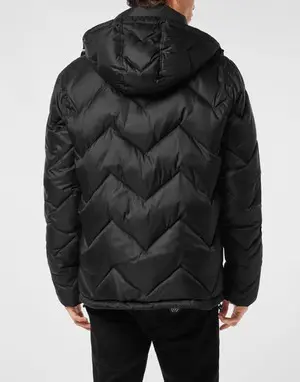 Philipp Plein Nylon Short Puffer Jacket Zigzag