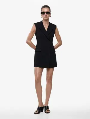Koton Sleeveless Notched Collar Mini Blazer Dress